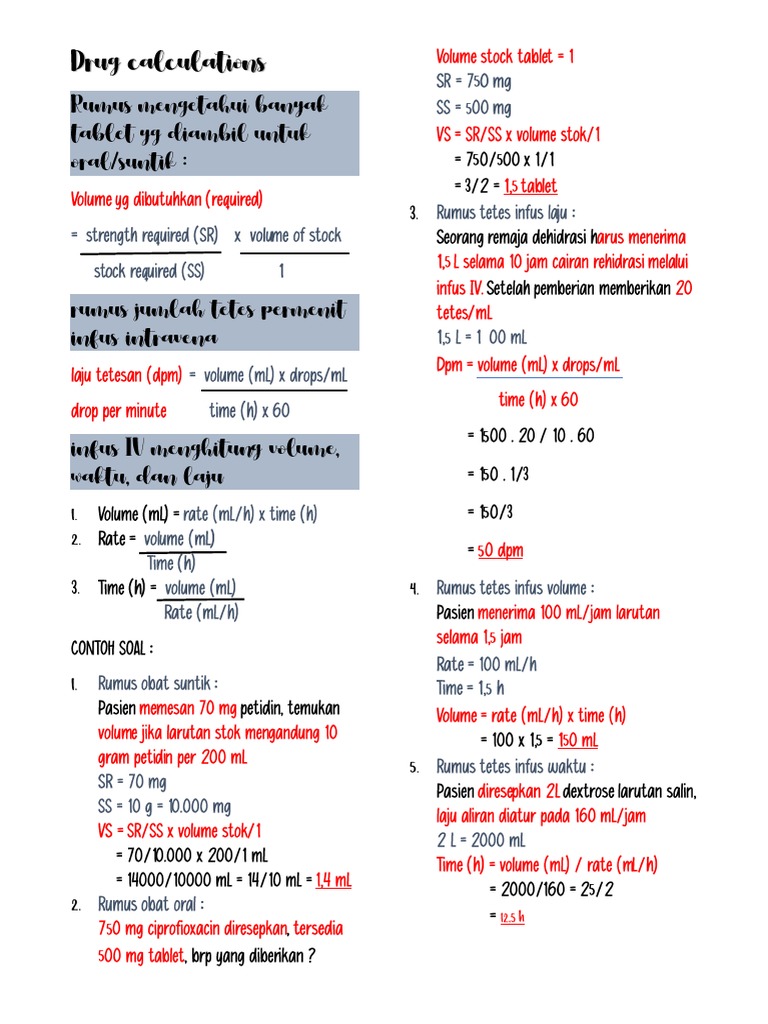 Drug Calculations PDF