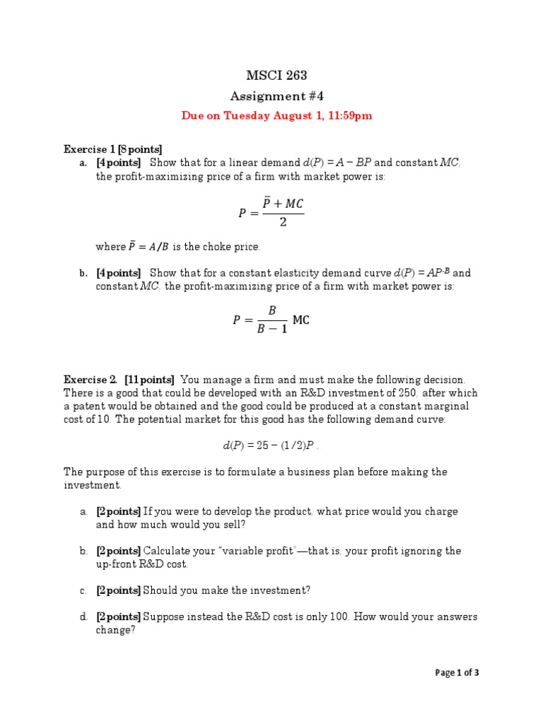 Microecon Assignment 4 | PDF | Demand | Economic Surplus