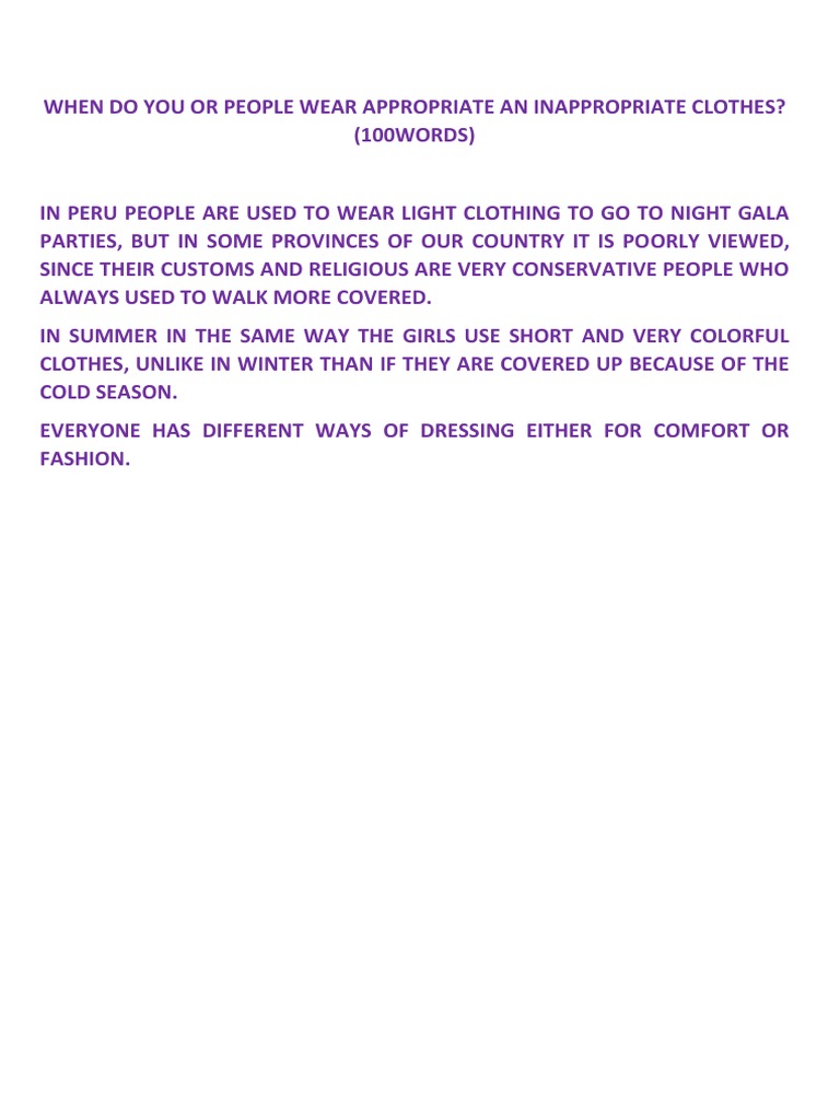 When Do You or People Wear Appropriate An Inappropriate Clothes | PDF