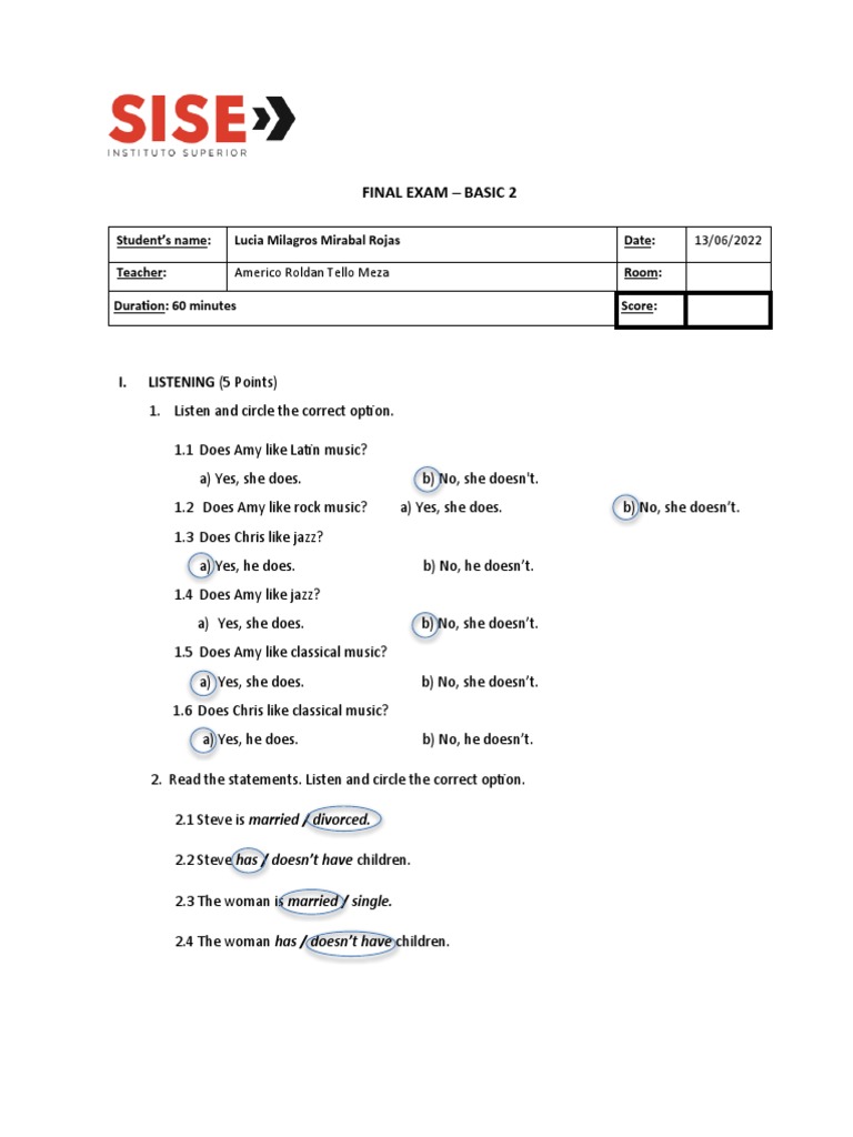 FINAL EXAM-BÁSICO 2 (Recuperado Automáticamente) | PDF
