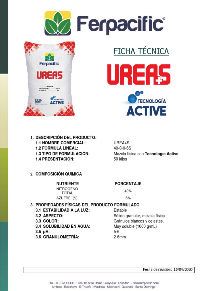 Ficha Técnica - UREA+S | PDF