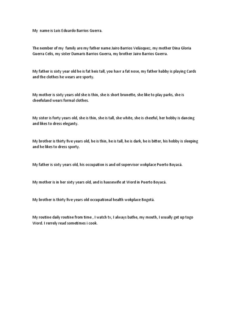 My Name Is Luis Eduardo Barrios Guerra | PDF