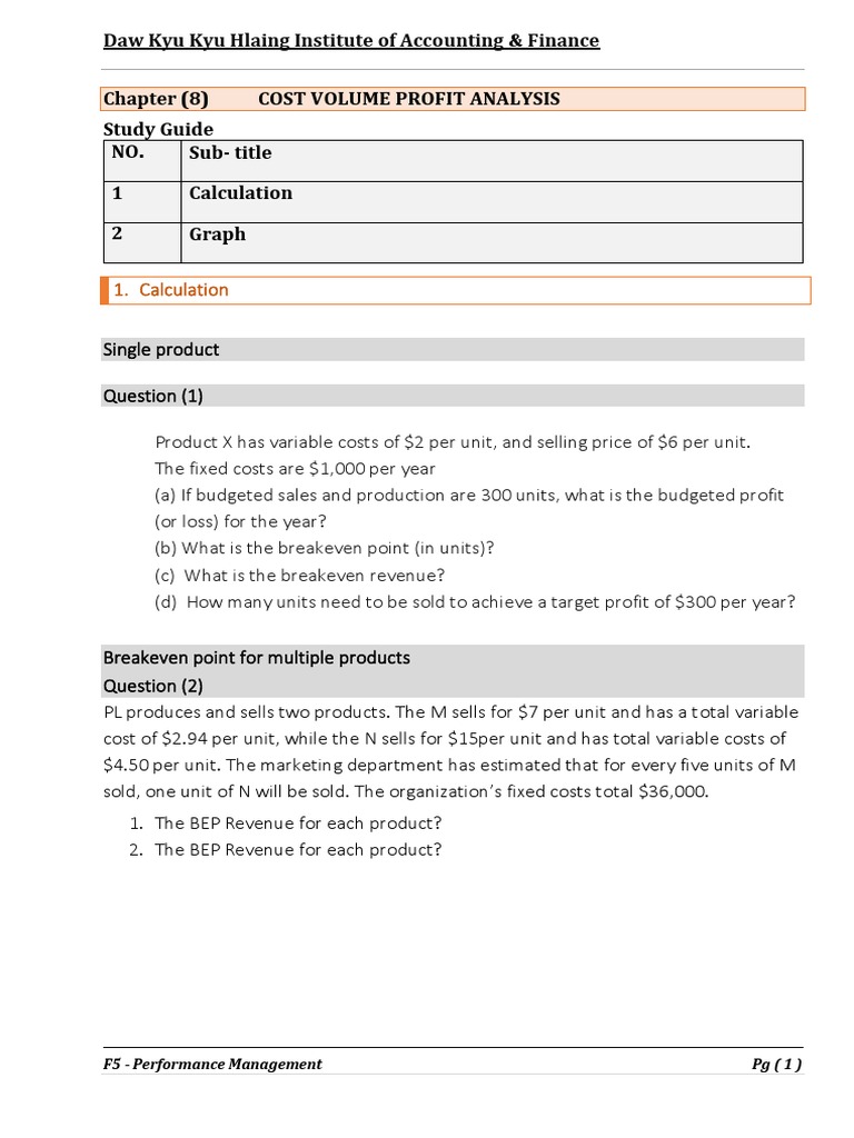 Cost Volume Profit Analysis Guide | PDF | Pricing | Business
