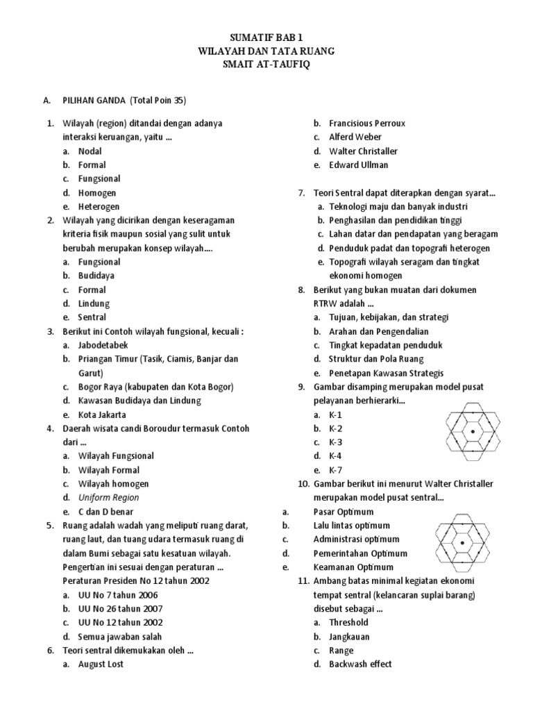 Soal Geografi Pewilayahan Dan Tata Ruang Kelas 12 Pdf