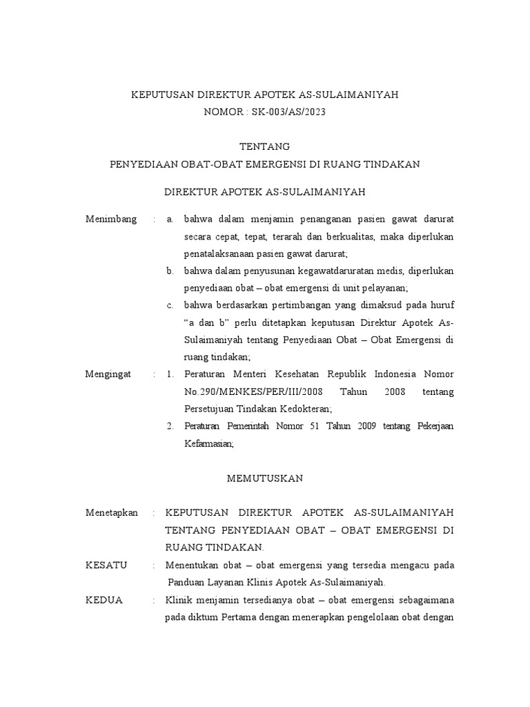 003 SK Obat Emergency | PDF