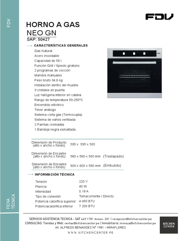 FT 50427 Horno FDV Neo Gas GN Vcons | PDF