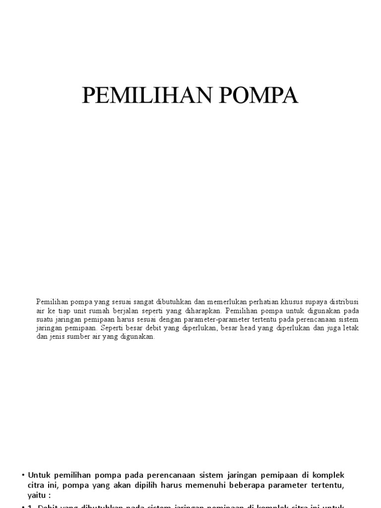 Pemilihan Pompa | PDF