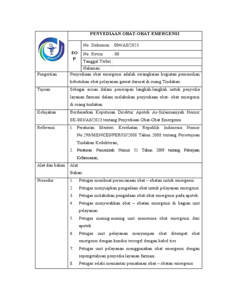 Panduan Penyediaan Obat Emergensi | PDF