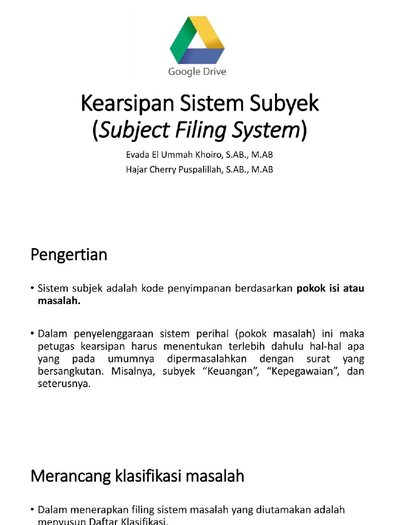 Kearsipan Sistem Subyek Subject Filing System PPT Download | PDF