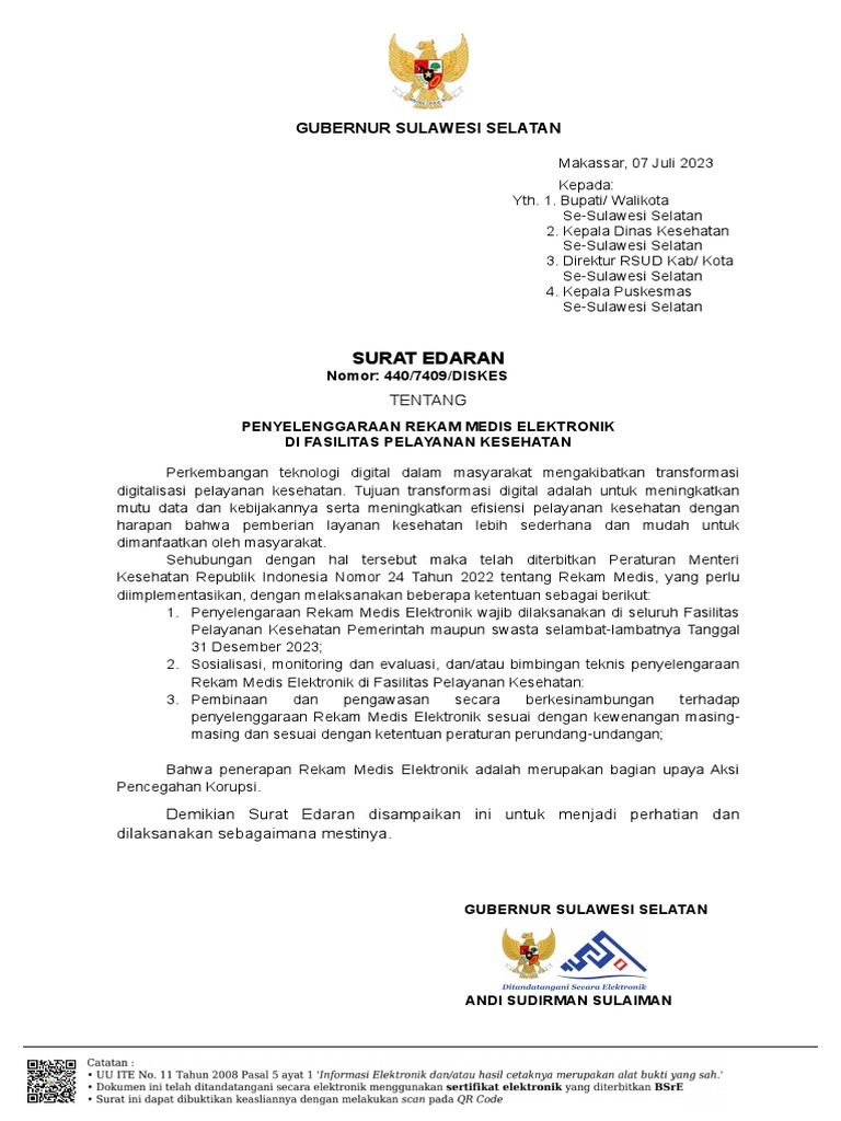 Surat Edaran Gubernur RME | PDF