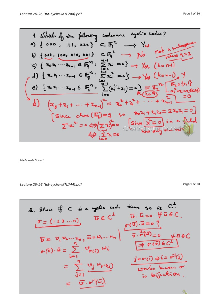 Lecture 25 26 Tut Cyclic MTL744 | PDF