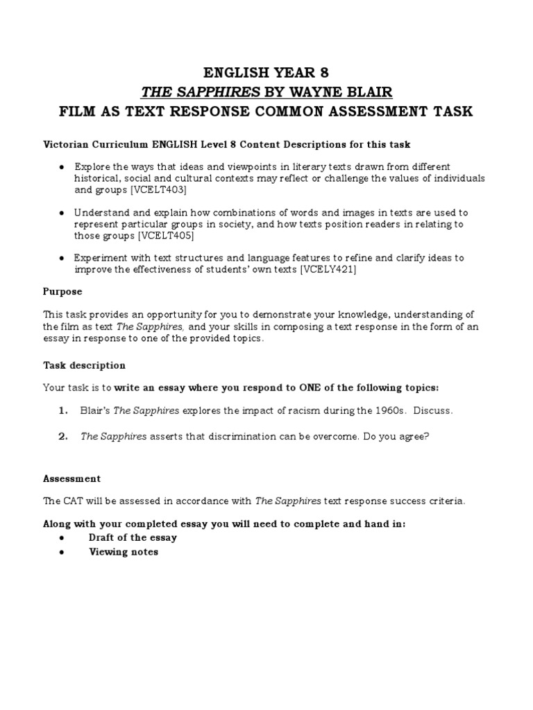 Racism in The Sapphires: Year 8 Analysis | PDF