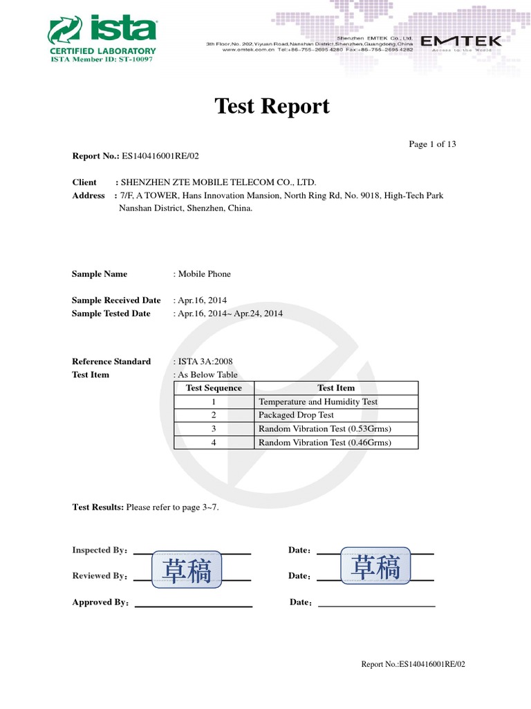 ES140416001RE-02 - 中兴 - ISTA 3A | PDF