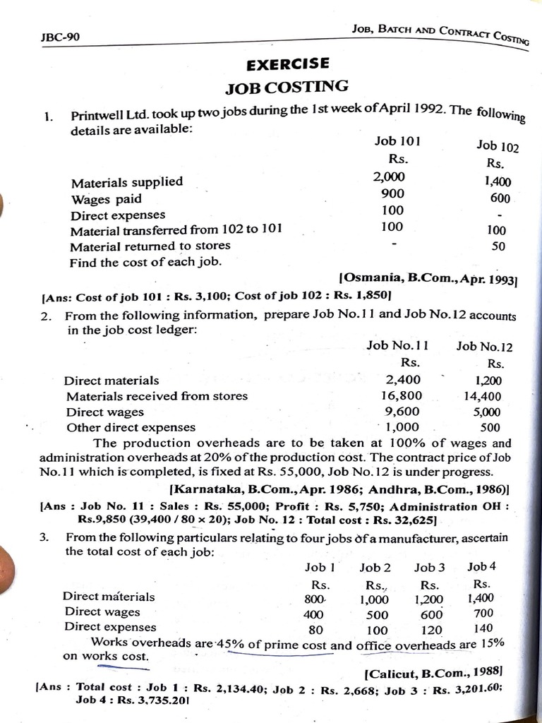 Job Costing | PDF | Cost | Cost Of Goods Sold