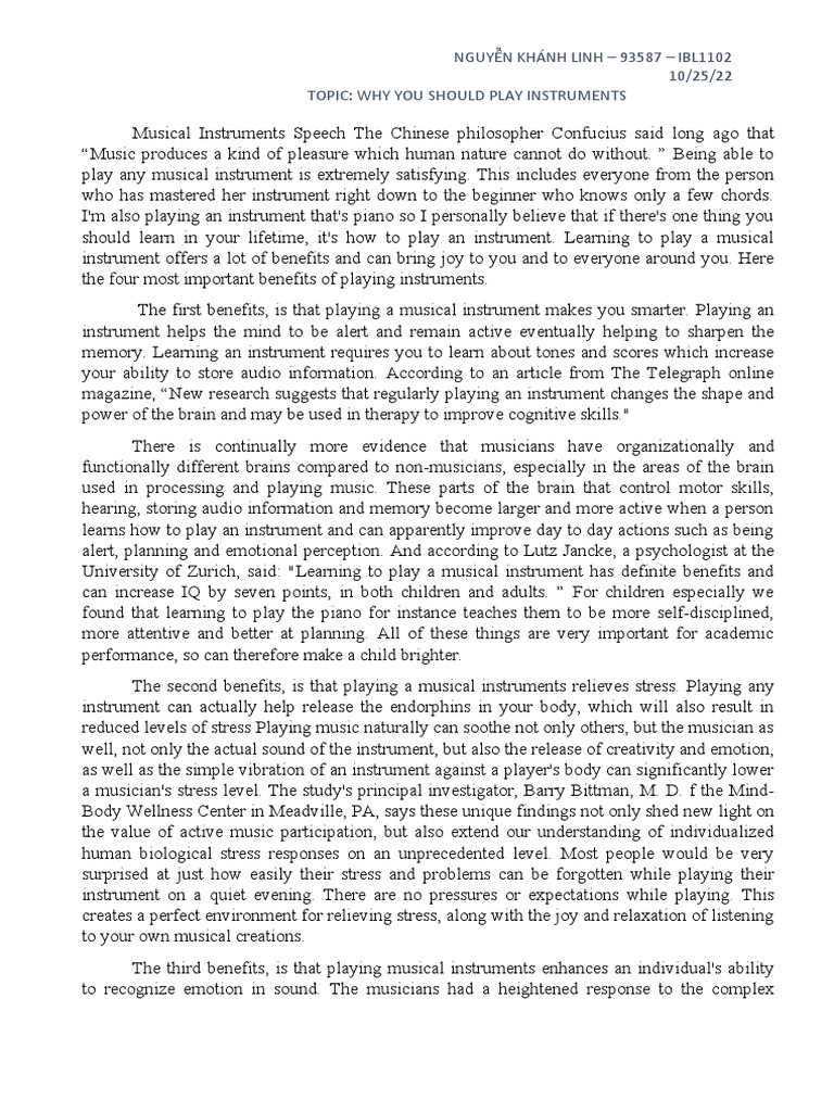 Musical Instruments Speech The Chinese Philosopher Confucius Said Long ...