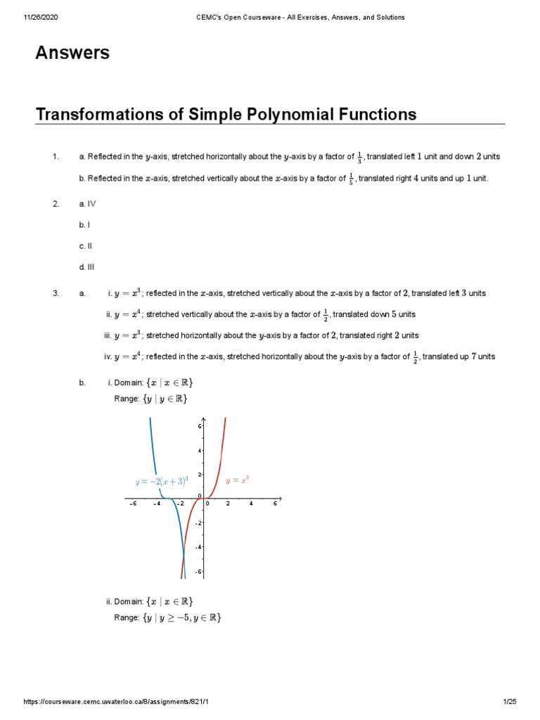 Cemcs Open Courseware Answers All Exercises Pdf Zero Of A Function Cartesian
