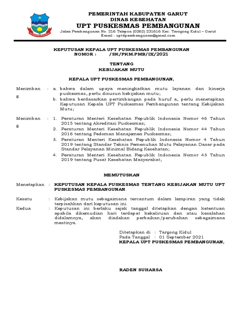 SK Kebijakan Mutu | PDF