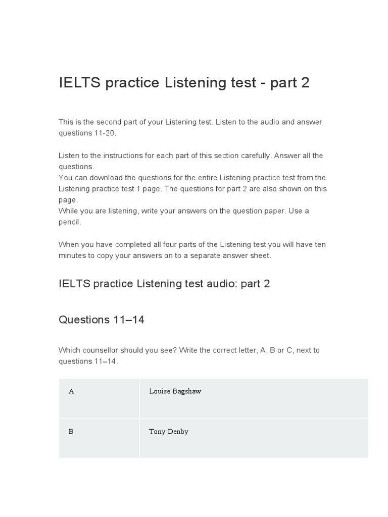 IELTS Practice Listening Test 1011 | PDF | International English ...