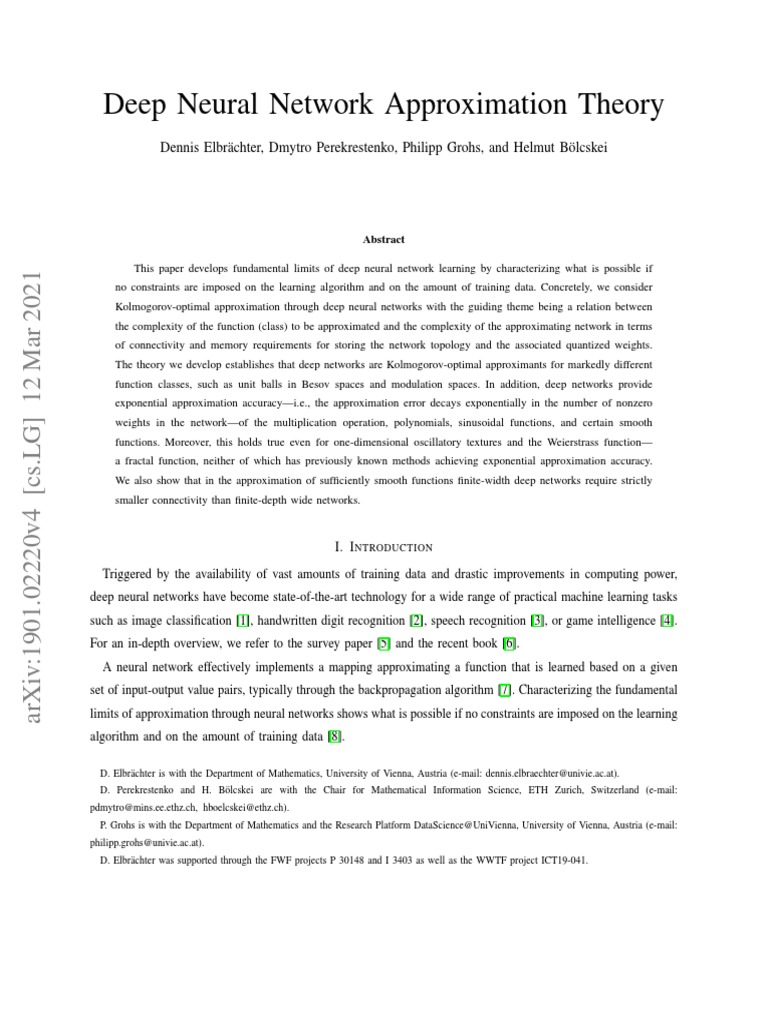Deep Neural Network Approximation Theory | PDF | Function (Mathematics) | Artificial Neural Network