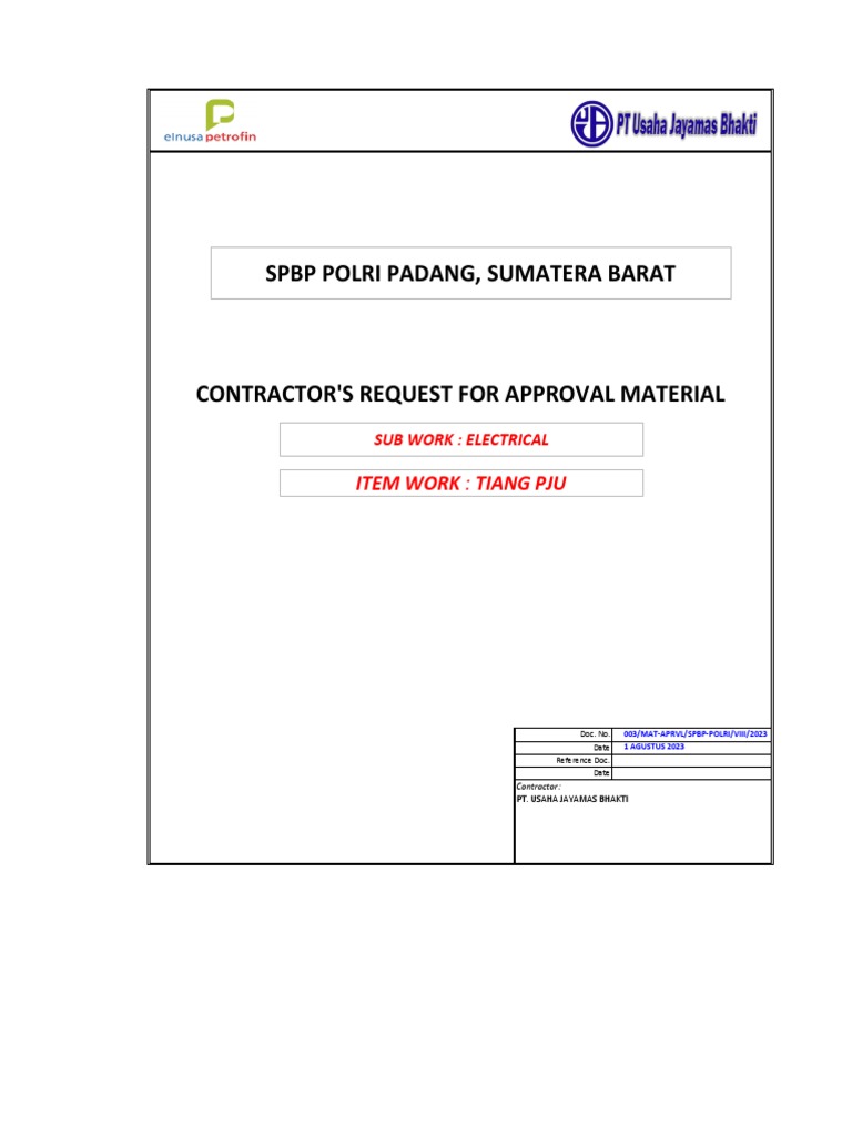 Material Approval Tiang PJU | PDF