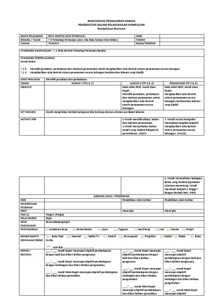 RPH RBT Tahun 5 Minggu 5 Dan 6 | PDF