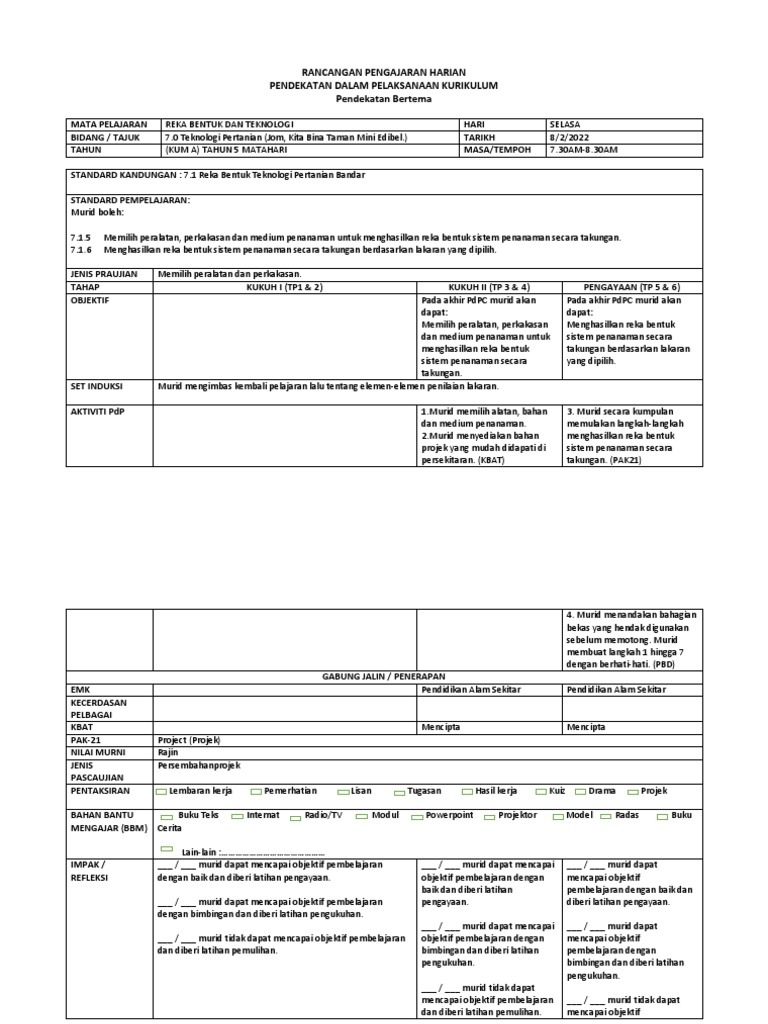 RPH RBT Tahun 5 Minggu 4 Kumpulan B | PDF