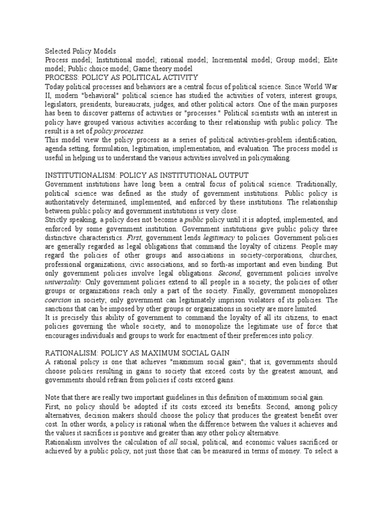 Selected Policy Models | PDF | Deterrence Theory | Crime & Violence