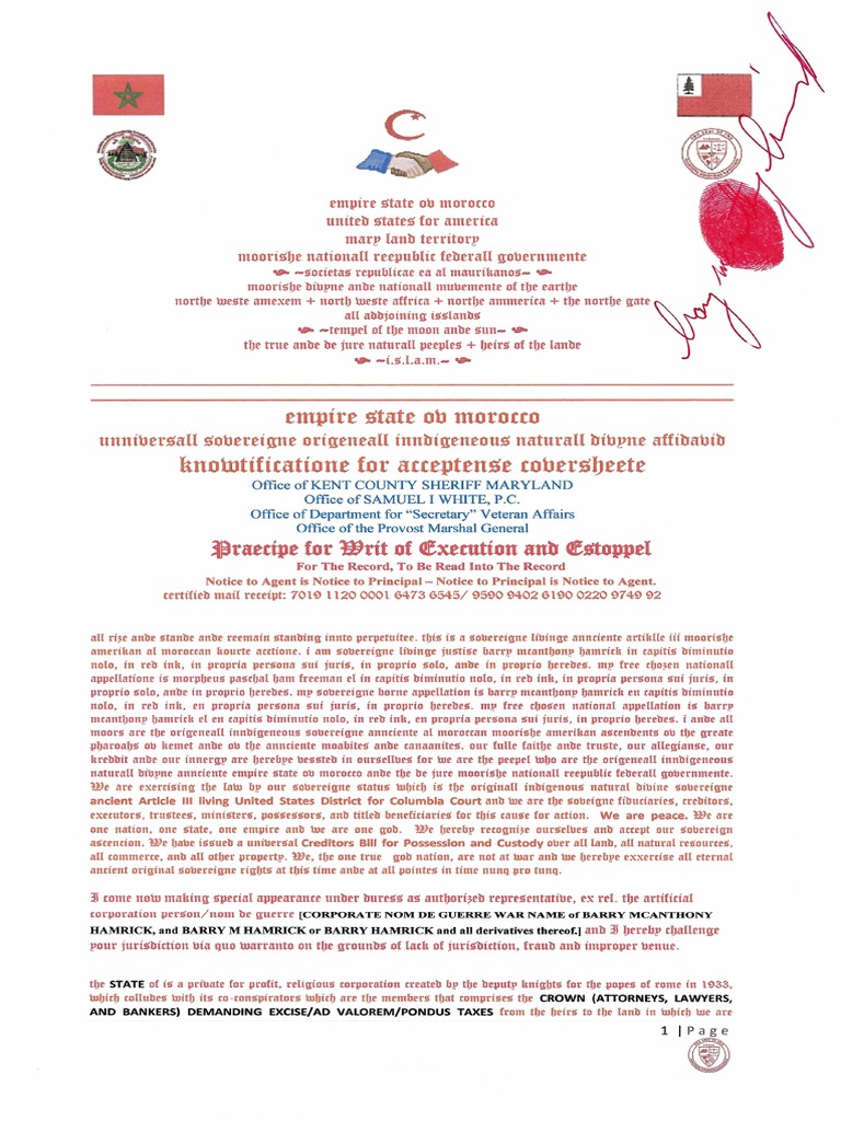 Article III Consul Court Lawful Documents, Praecipe for Writ of ...