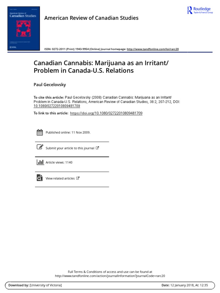 Canadian Cannabis Marijuana As An Irritant Problem in Canada U S Relations | PDF | Cannabis ...