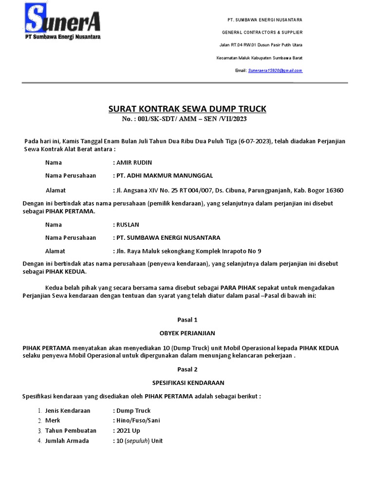 MOU AMM - SEN (Sumbawa) | PDF