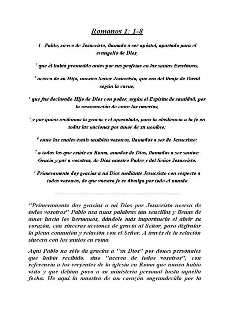 Romanos 1 1-8, Miercoles 30-12-2020 | PDF | Jesús | Dios