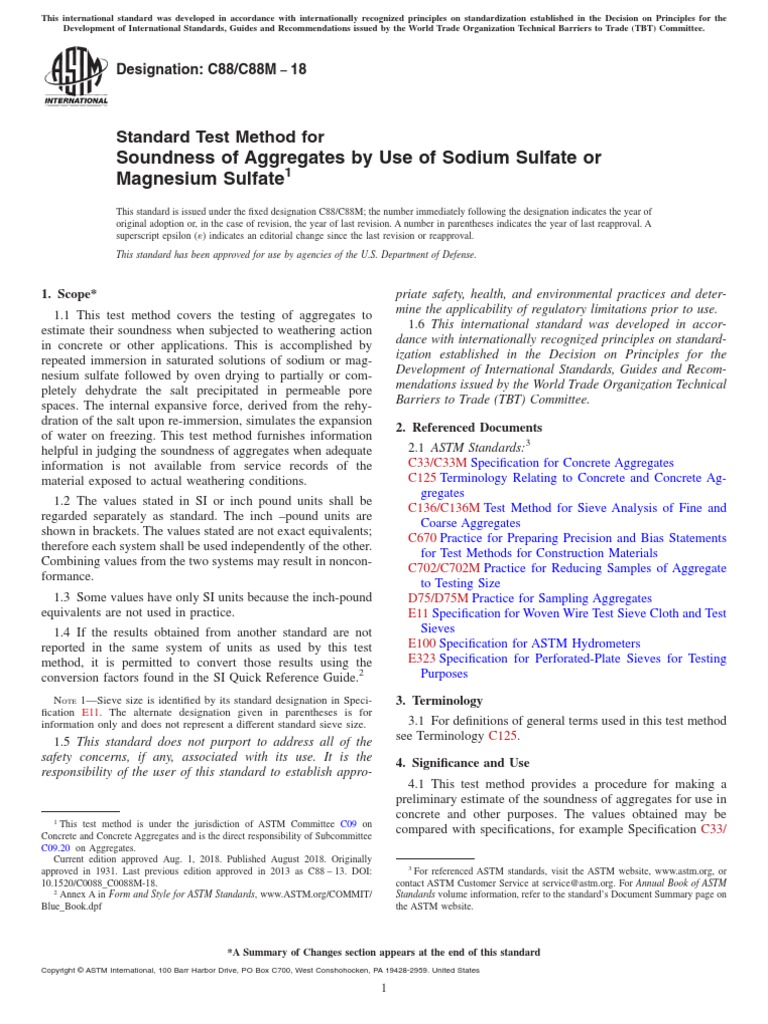 Soundness of Aggregates by Use of Sodium Sulfate or Magnesium Sulfate | PDF