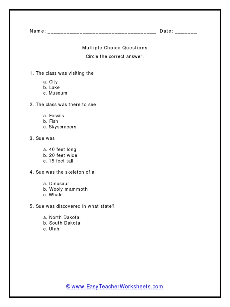 A Visit With Sue Work Sheet | PDF