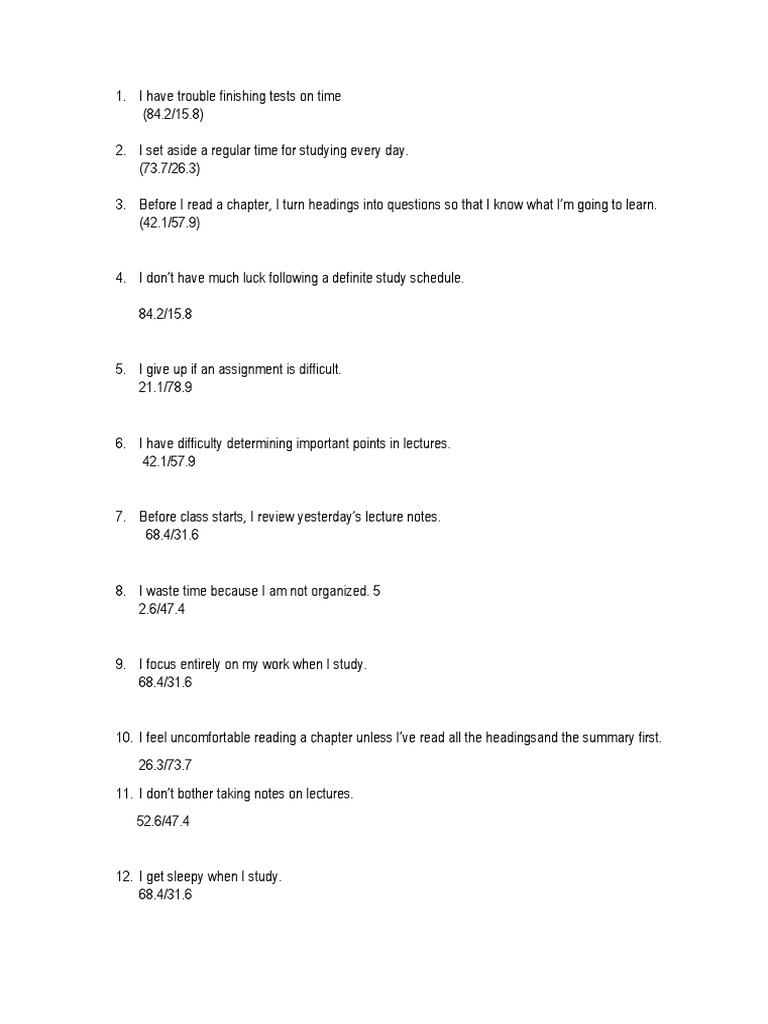 Study Habit Survey | PDF