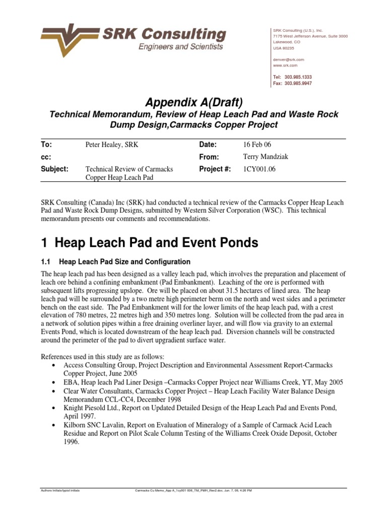 Review of Heap Leach Pad and Waste Rock Dump Design Draft Feb2006 | PDF ...