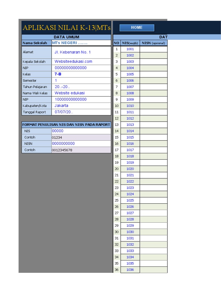 Aplikasi Penilaian Raport Mts | PDF