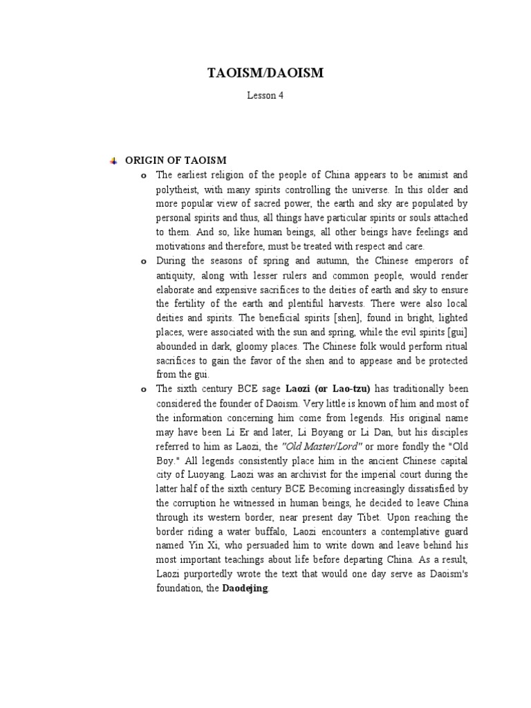 Lesson 4 - Taoism | PDF | Yin And Yang | Eastern Philosophy