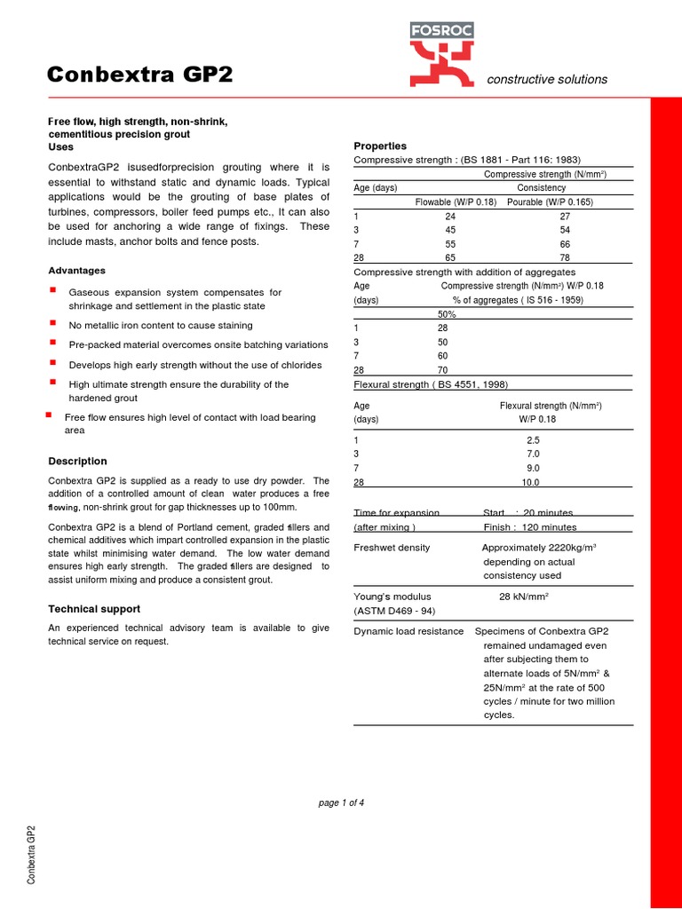 Fosroc Conbextra GP2 TDS | PDF