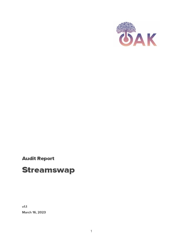 2023-03-16 Audit Report - StreamSwapv1.1 | PDF | Vulnerability ...