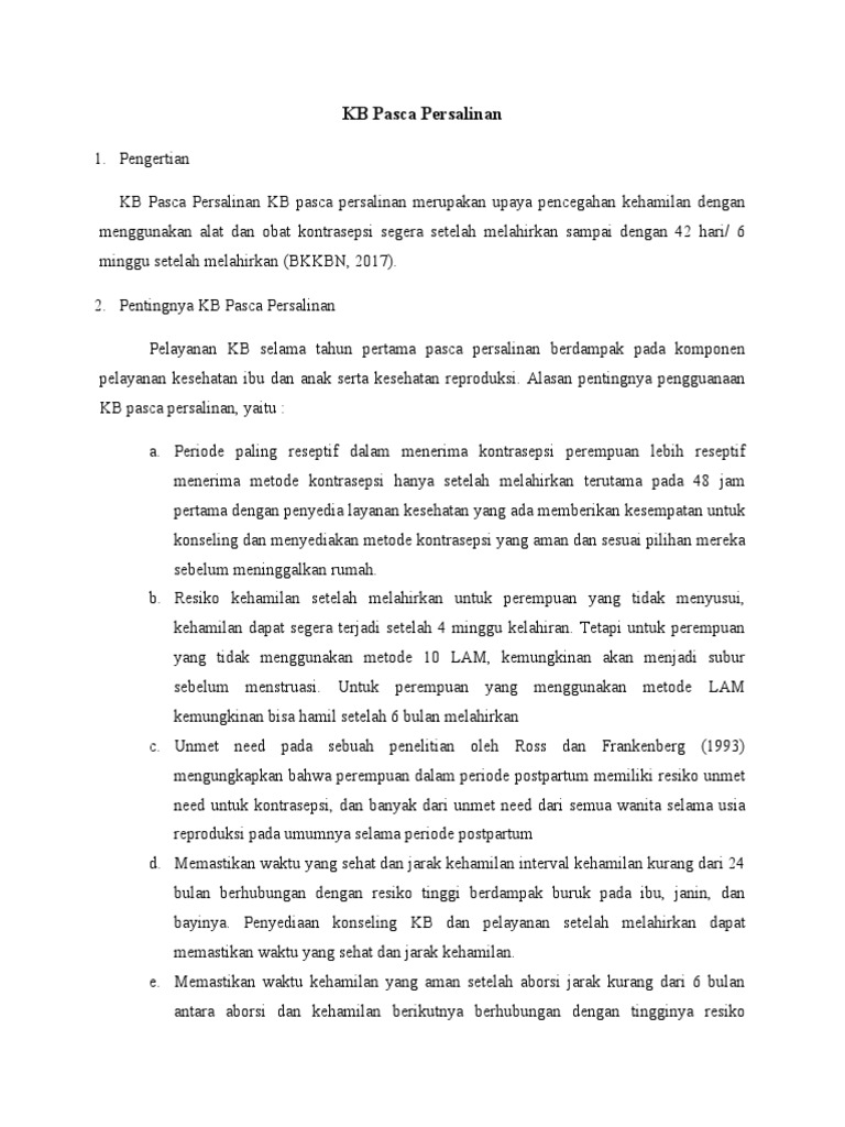 Materi KB Pasca Persalinan | PDF