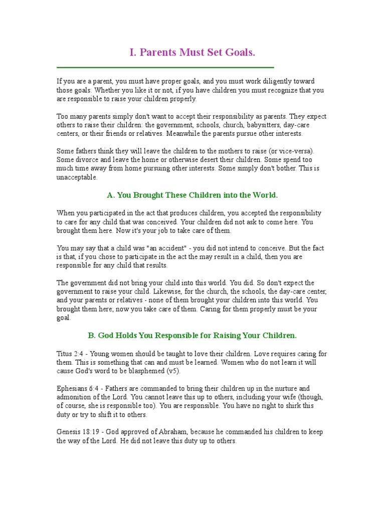 Parents Must Set Goals 1 | PDF | Child Care | Relationships