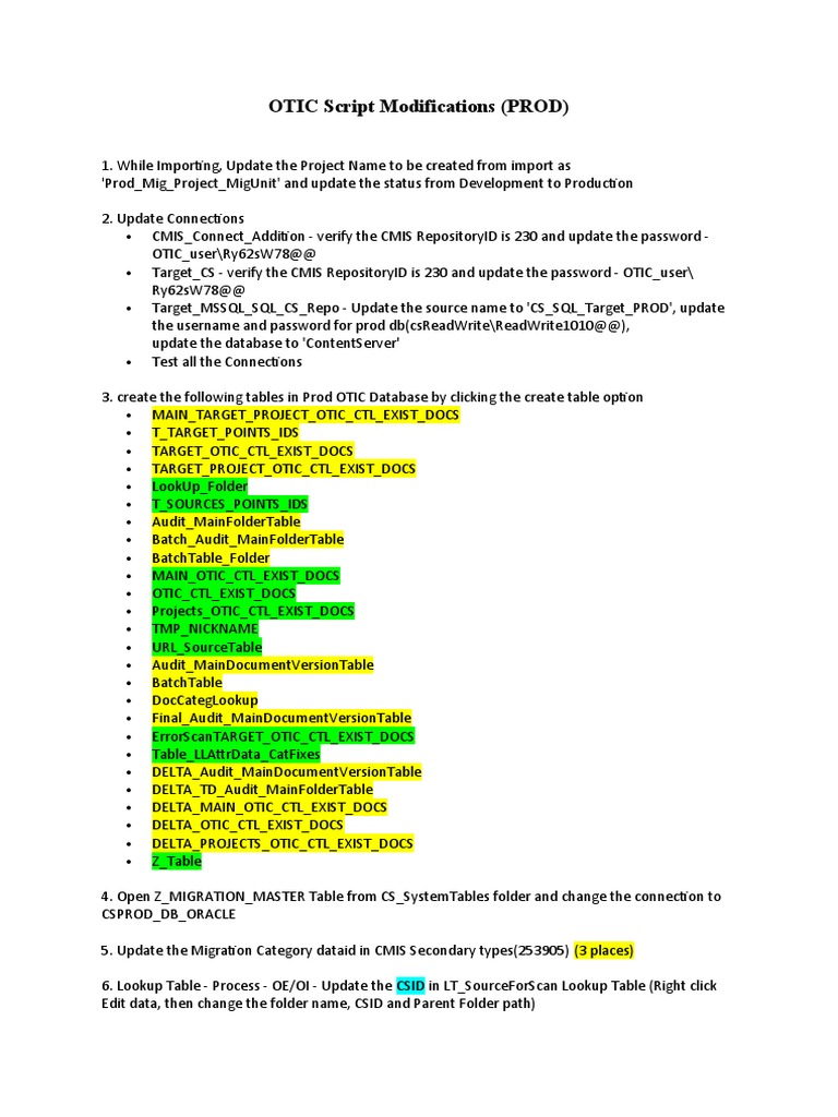 OTIC Script Modifications Prod | PDF | Computing | Software