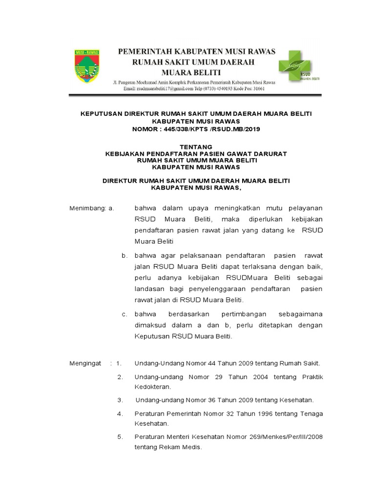 SK Pendaftaran IGD | PDF