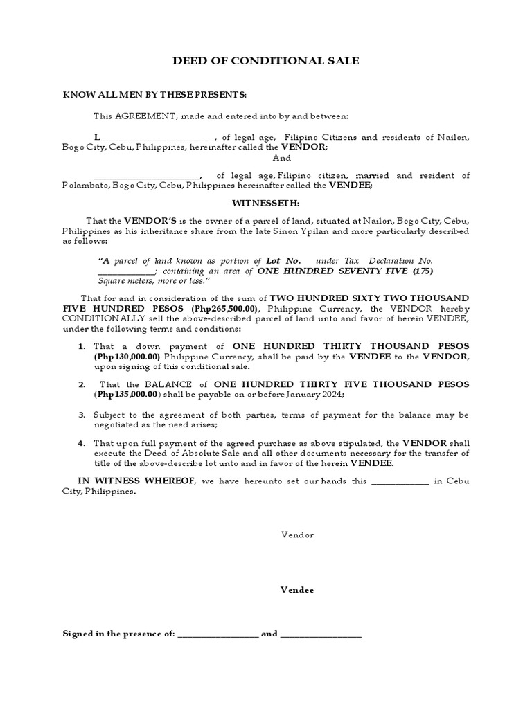 Deed of Conditional | PDF | Common Law | Government