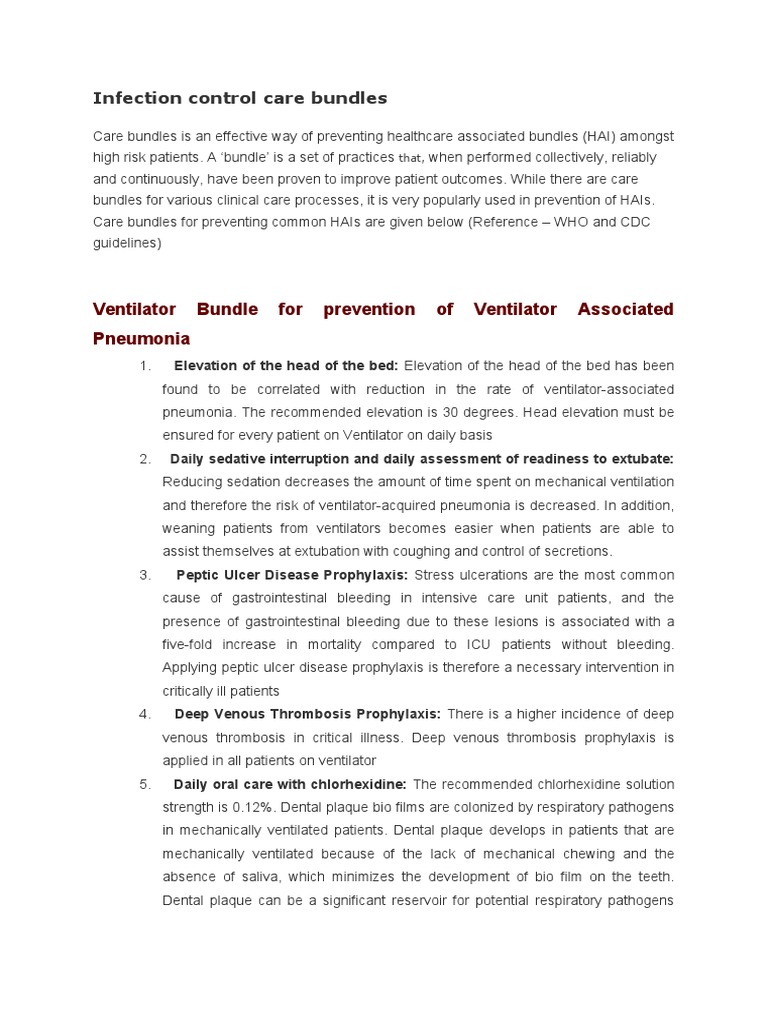 Infection Control Care Bundles Overview | PDF | Preventive Healthcare ...