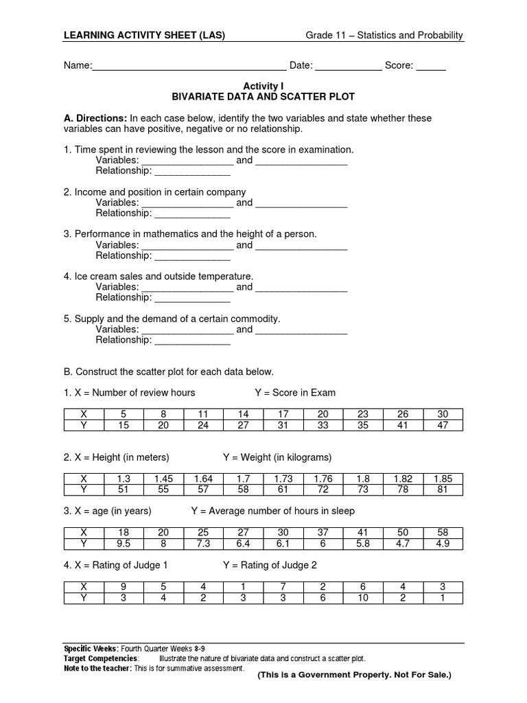 Statistics Quarter 4 Las 4 Pdf Regression Analysis Statistical