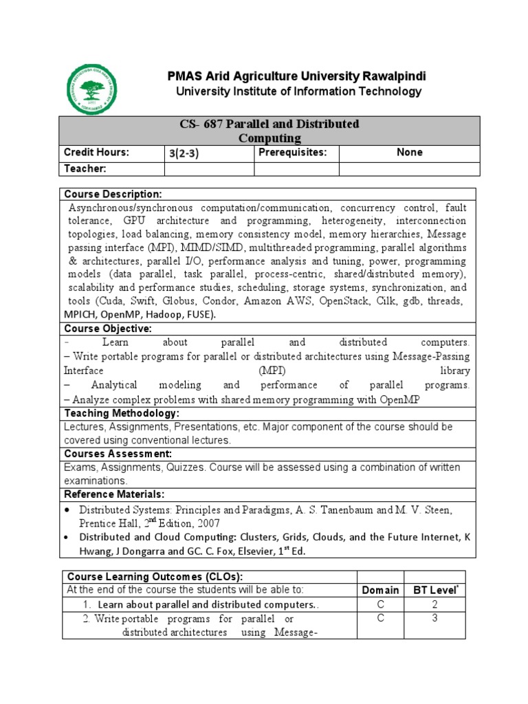 Cs 687 Parallel And Distributed Computing Pdf Message Passing Interface Parallel Computing 1334
