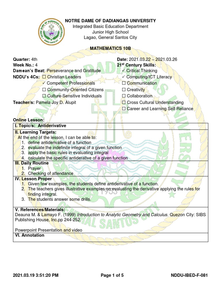Antiderivatives - Indefinite Integrals | PDF