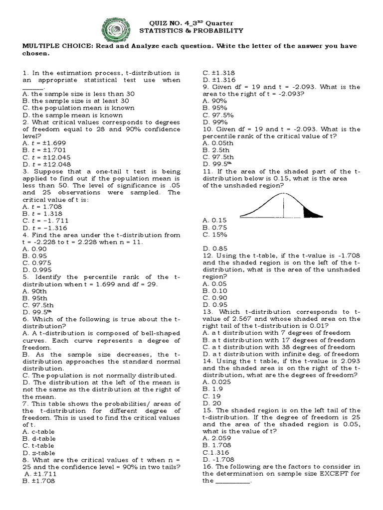 Statistics & Probability Practice Test 4 | PDF