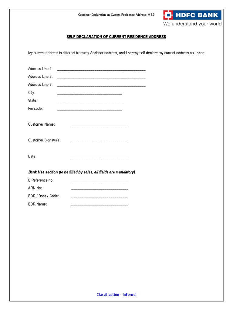 Self Declaration of Current Address Form | PDF